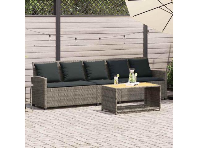 Click here for vidaXL Patio Sofa 5-Seater with Cushions Gray Poly... prices