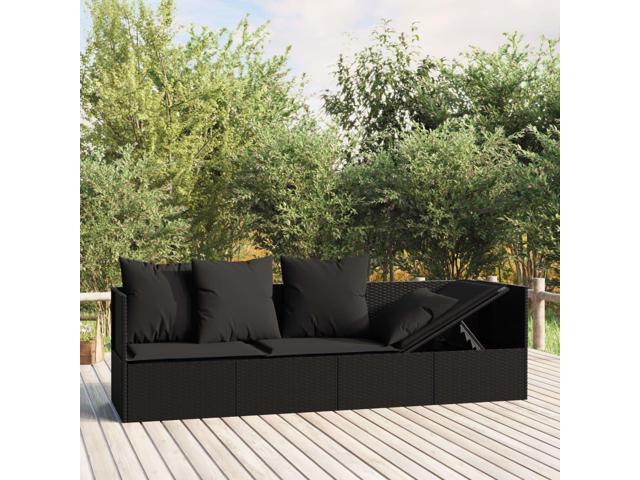 Click here for Outdoor Lounge Bed Black Pe Rattan Large Adjustabl... prices