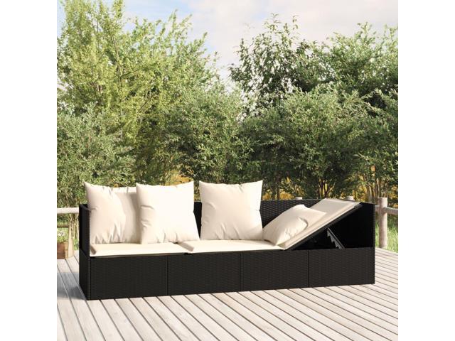 Click here for Outdoor Lounge Bed Black Poly Rattan  Powder-Coate... prices