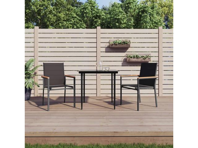 Click here for vidaXL Garden Chair Set of 2 Black Textilene  powd... prices