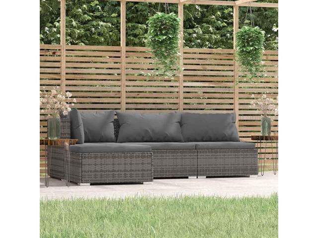 Click here for vidaXL 4 Piece Patio Lounge Set with Cushions Gray... prices