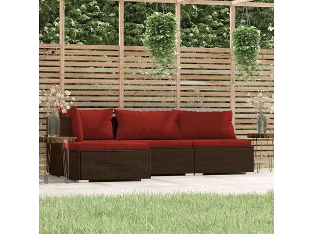 Click here for vidaXL 4 Piece Patio Lounge Set with Cushions Brow... prices