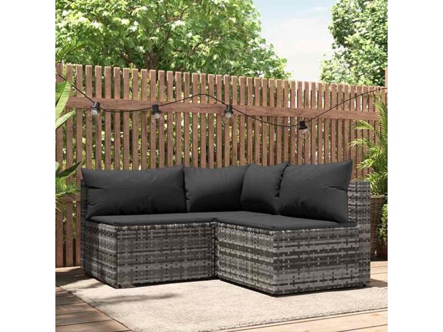Click here for vidaXL 3 Piece Patio Lounge Set with Cushions Gray... prices