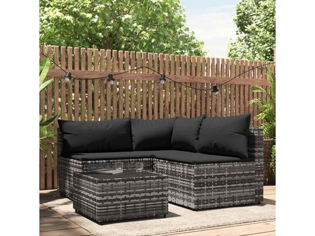 Click here for vidaXL 4 Piece Patio Lounge Set with Cushions Gray... prices
