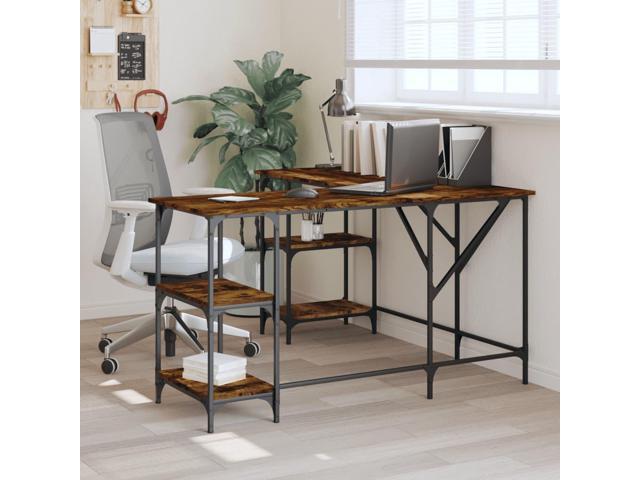 Click here for vidaXL Desk L-shape Computer Table with Shelves Sm... prices