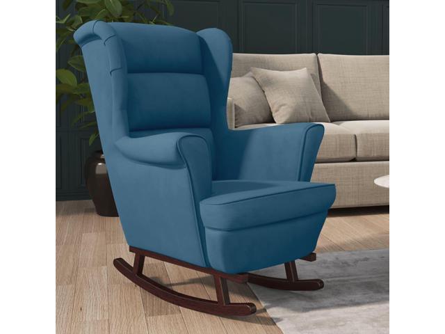 Click here for vidaXL Rocking Chair Wingback Blue Velvet and Soli... prices