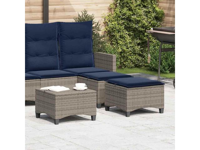 Click here for vidaXL Garden Stool Grey PE Rattan  Powder-Coated... prices