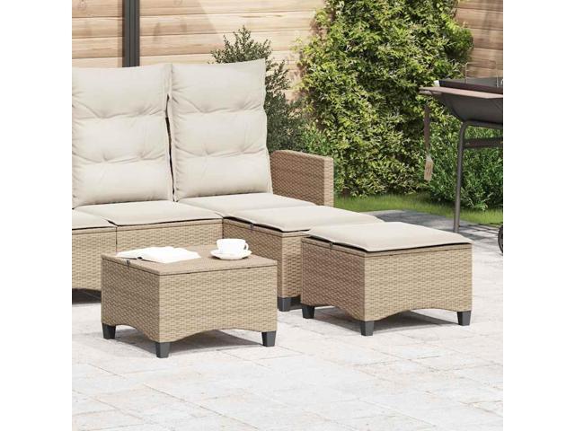 Click here for vidaXL Garden Stool Beige PE rattan  powder-coated... prices