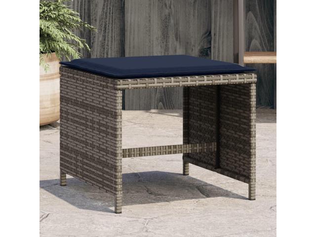 Click here for vidaXL Garden Stool Grey PE Rattan  Powder-Coated... prices