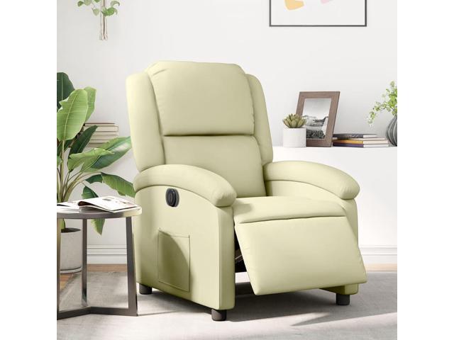 Click here for vidaXL Electric Recliner Chair Cream Real leather... prices