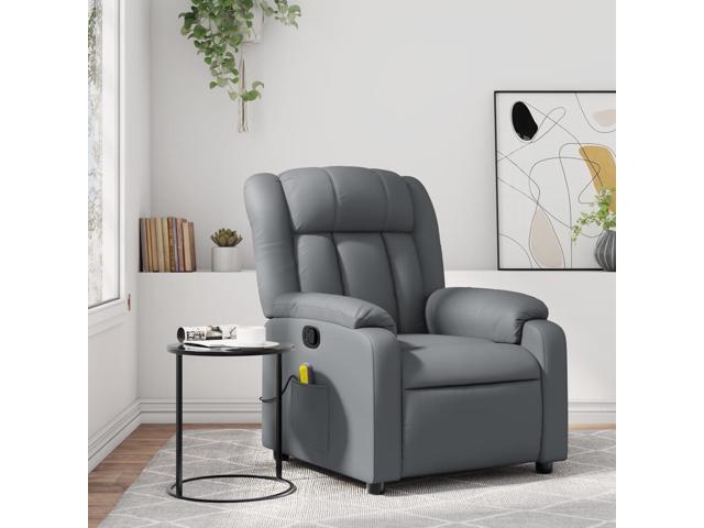 Click here for vidaXL Massage Recliner Chair Gray Faux leather  M... prices