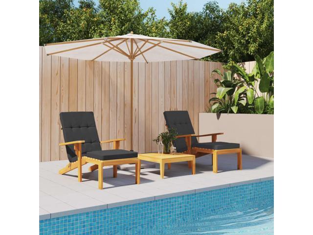 Click here for vidaXL Deck Chair Cushion Set of 2 Black Oxford fa... prices