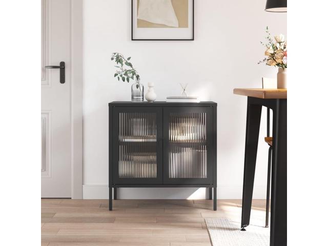 Click here for vidaXL Sideboard Black Powder-coated steel  fluted... prices