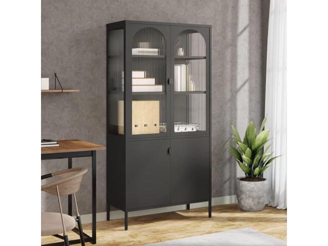 Click here for vidaXL Highboard Black Powder-coated steel  fluted... prices