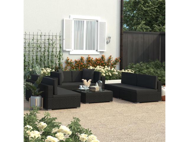Click here for vidaXL Patio Sofa Set Set of 7 Black prices