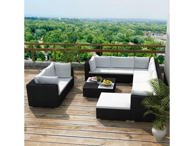Click here for vidaXL Patio Furniture Set Set of 10 Black and cre... prices