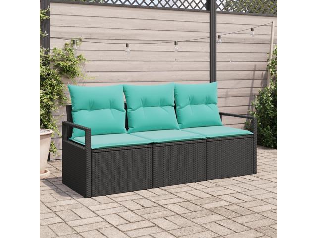 Click here for vidaXL Garden Sofa Set 3 pcs Black Poly rattan prices
