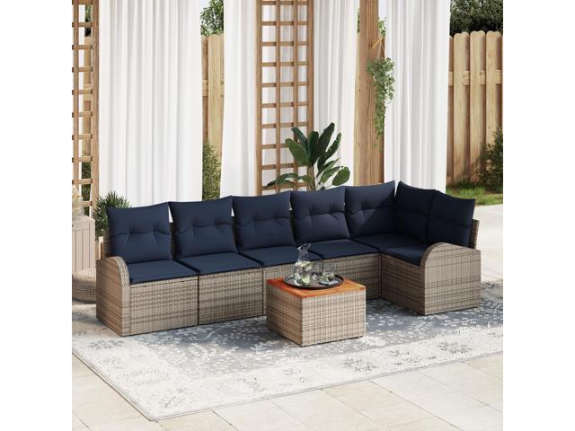 Click here for vidaXL Garden Sofa Set 7 pcs Gray Poly rattan prices