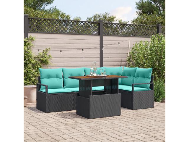 Click here for vidaXL Garden Dining Set 6 pcs Black  turquoise 10... prices