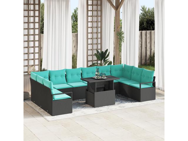 Click here for vidaXL Garden Sofa Set Manual 11 pcs Black and blu... prices