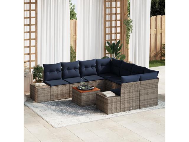 Click here for vidaXL Garden Sofa Set with Cushion 9 pcs Gray Pol... prices