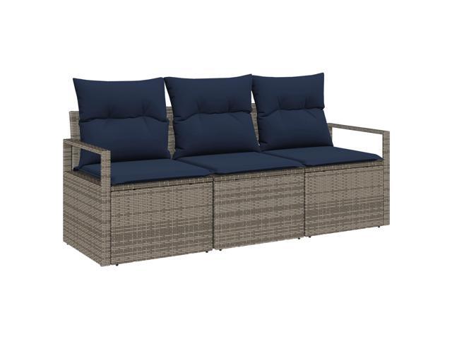 Click here for vidaXL Garden Sofa Set 3 pcs Gray Poly rattan prices