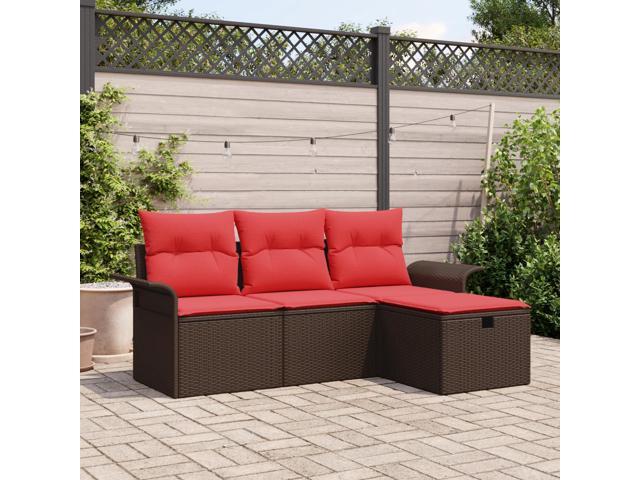 Click here for vidaXL Garden Sofa Set 4 pcs Brown and red 196 x 1... prices