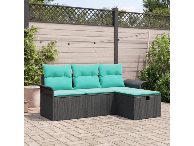 Click here for vidaXL Garden Sofa Set 4 pcs Black and turquoise 1... prices