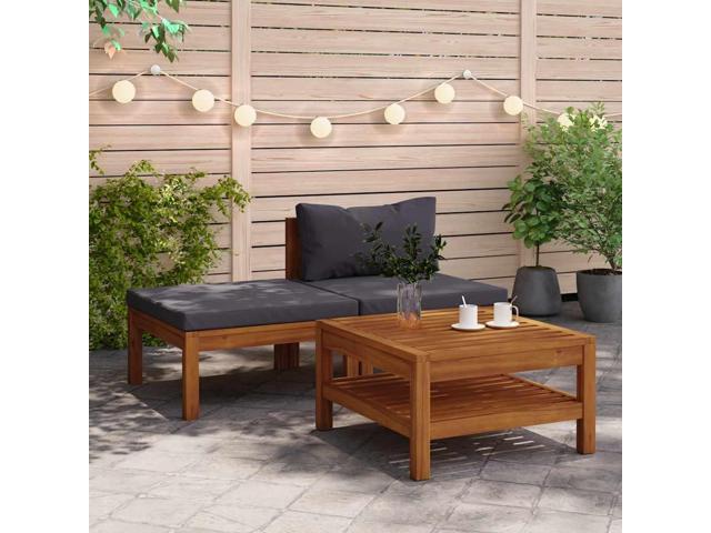 Click here for vidaXL 3 Piece Patio Lounge Set with Dark Gray Cus... prices