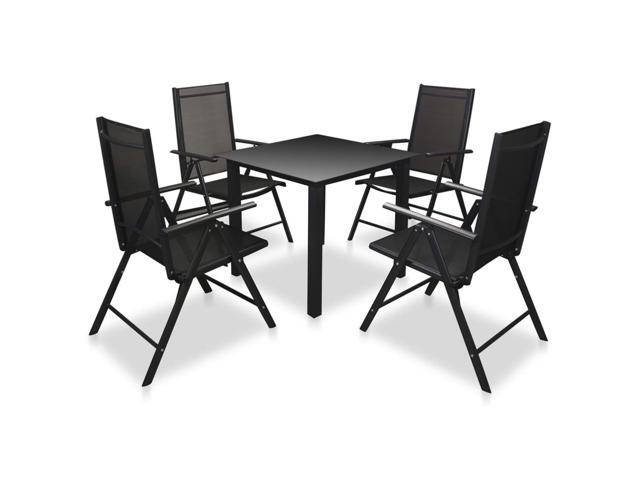 Click here for vidaXL Garden Dining Set Black Powder-coated alumi... prices