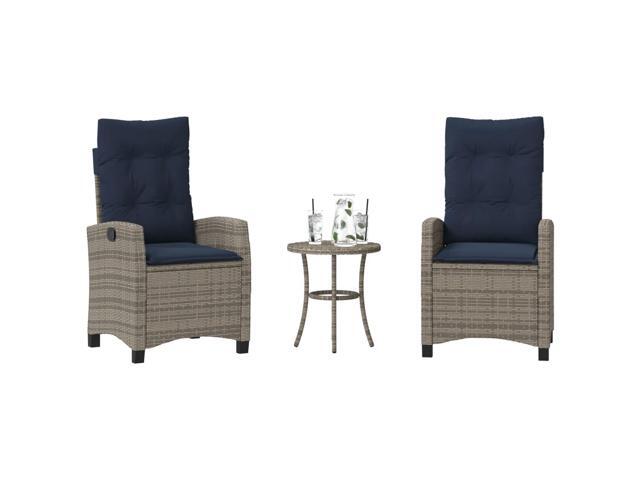 Click here for vidaXL Bistro Set Grey Poly Rattan Compact Adjusta... prices