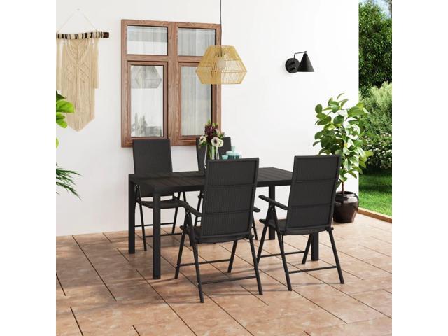 Click here for vidaXL Dining Set Black PE rattan  aluminum  WPC M... prices