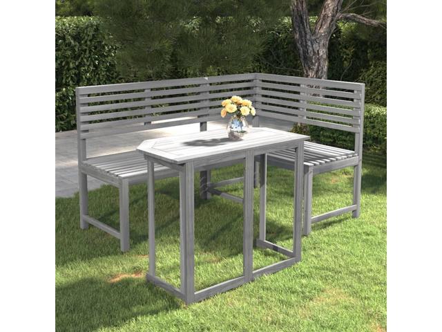 Click here for vidaXL Bistro Set Grey Solid Acacia wood Medium Fo... prices