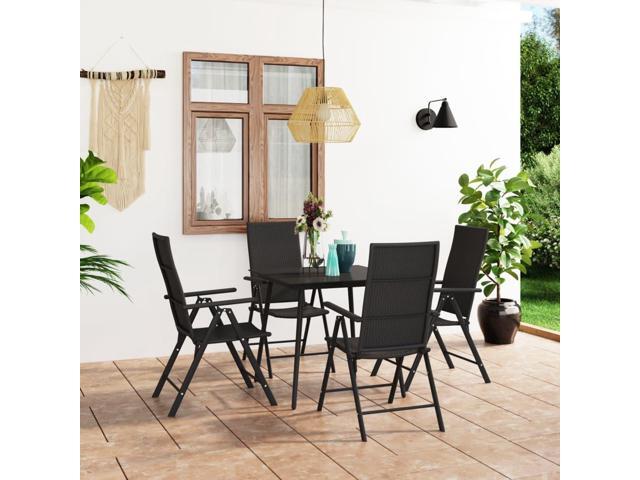 Click here for vidaXL Dining Set Black PE rattan  aluminum  glass... prices