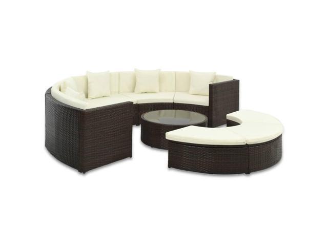 Click here for vidaXL Patio Sofa Set Set of 7 Brown and cream whi... prices
