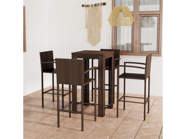 Click here for vidaXL Garden Bar Set Brown PE Rattan Medium Footr... prices