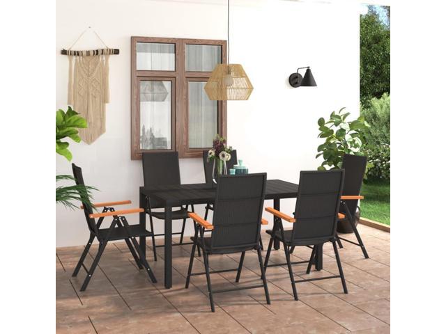 Click here for vidaXL Dining Set Black and Brown WPC  Aluminum  P... prices