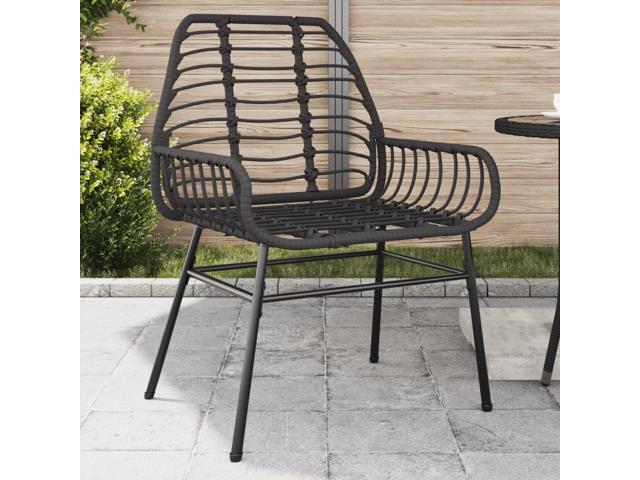 vidaXL Garden Chair Black Pe rattan  powder-coated steel Medium