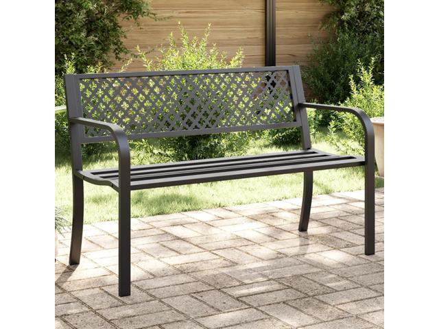 Click here for vidaXL Garden Bench Black Steel 47 inches Width Du... prices