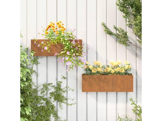 Wall Planters 2 pcs Rusty Corten Steel 20.9"x3.9"x6.7" - Brown