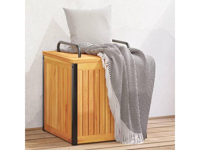 Patio Cushion Box 17.7x17.7x17.7/20.9 Solid Wood Acacia and Steel