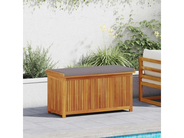 Click here for vidaXL Cushion Box Dark grey Solid Acacia wood Lar... prices