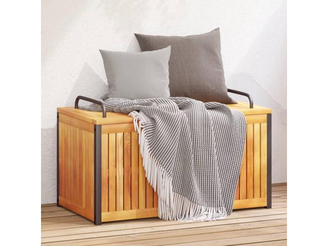 Click here for vidaXL Cushion Box Natural wood with black handles prices