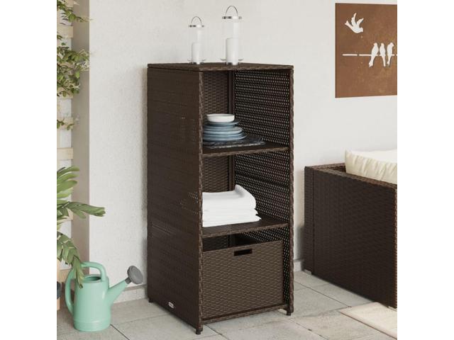 Click here for vidaXL Garden Storage Cabinet Brown PE Rattan  Pow... prices
