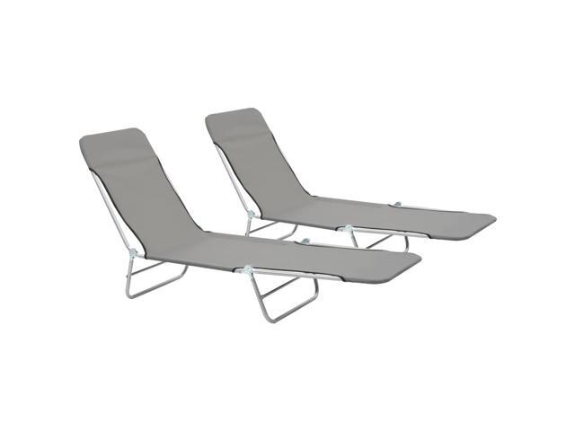 Click here for vidaXL Folding Sun Loungers 2 pcs Steel and Fabric... prices