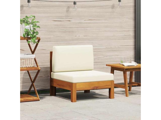 Click here for vidaXL Middle Sofa with Cream White Cushions Solid... prices