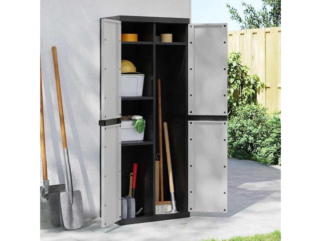 Click here for vidaXL Outdoor Storage Cabinet Grey and Black Poly... prices