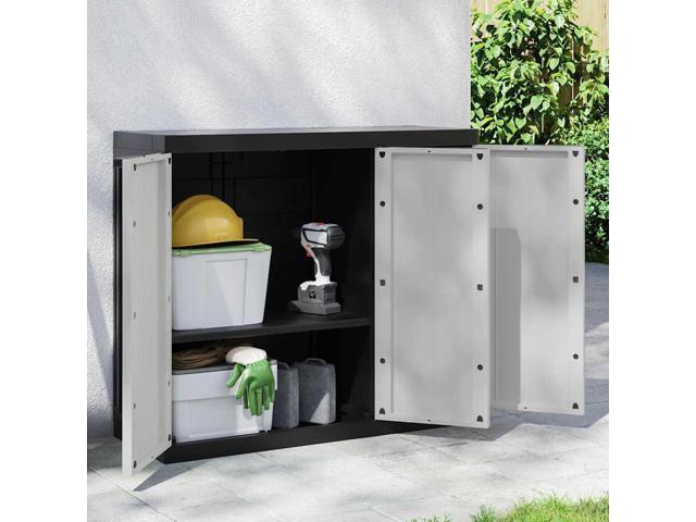 Click here for vidaXL Outdoor Storage Cabinet Gray and Black Poly... prices