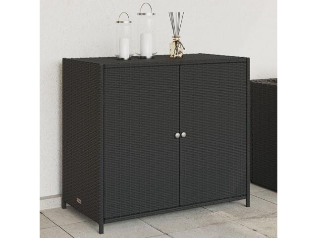 Click here for vidaXL Garden Storage Cabinet Black PE Rattan Medi... prices