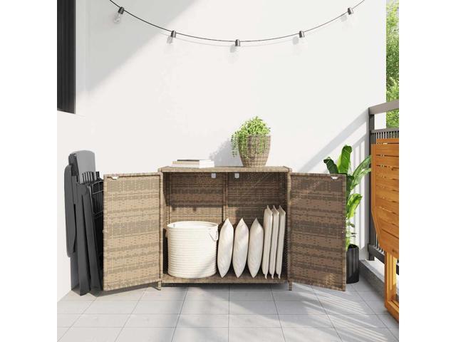 Click here for vidaXL Garden Storage Cabinet Beige PE Rattan 32.7... prices